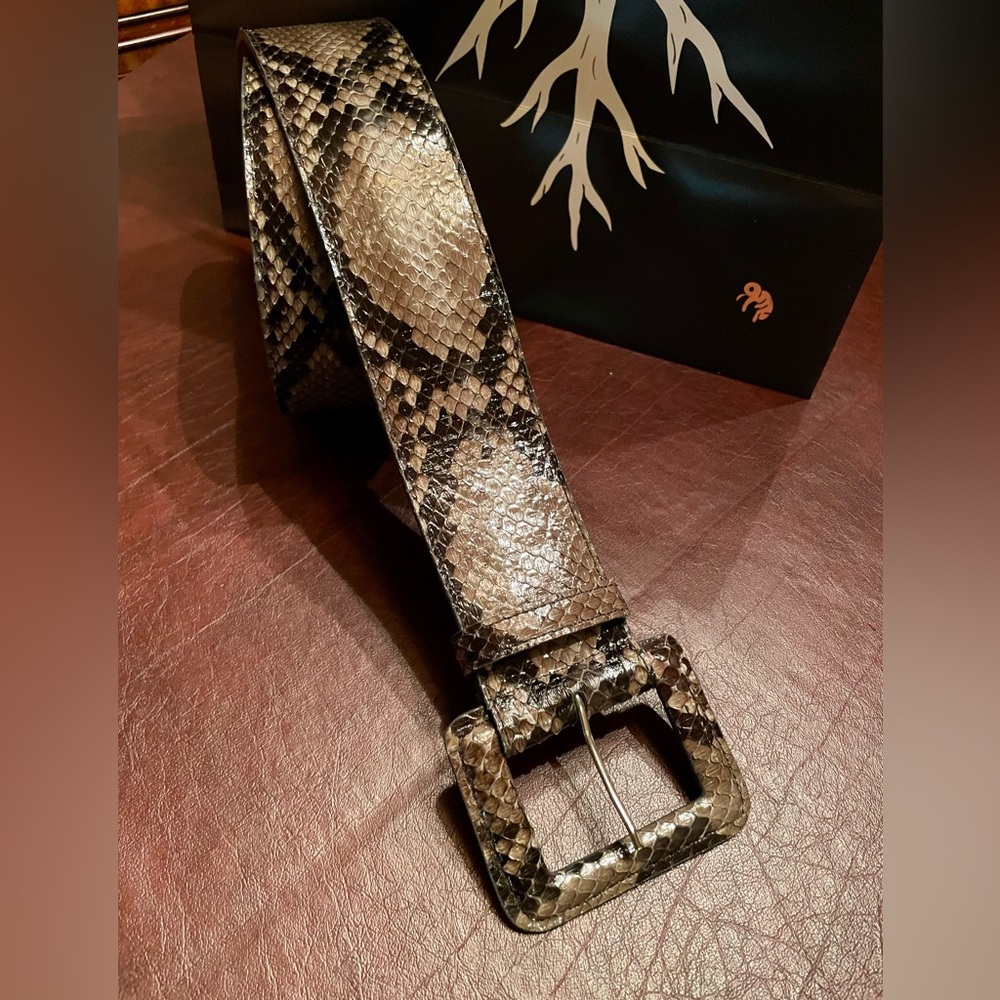Exotic Skin Lovers Grey& Blackl Burmese Python Belt - Gem